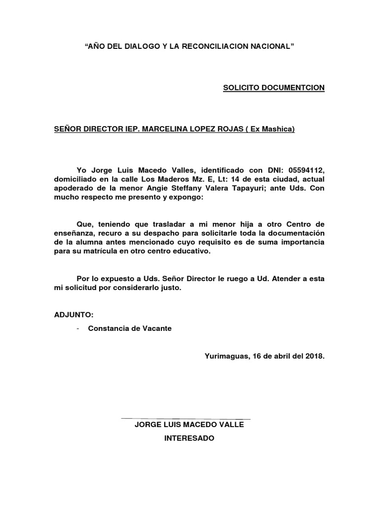 Solicitud Documentos de Colegio | PDF