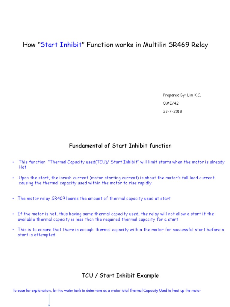 Start Inhibit Function | PDF | Heat Capacity | Relay