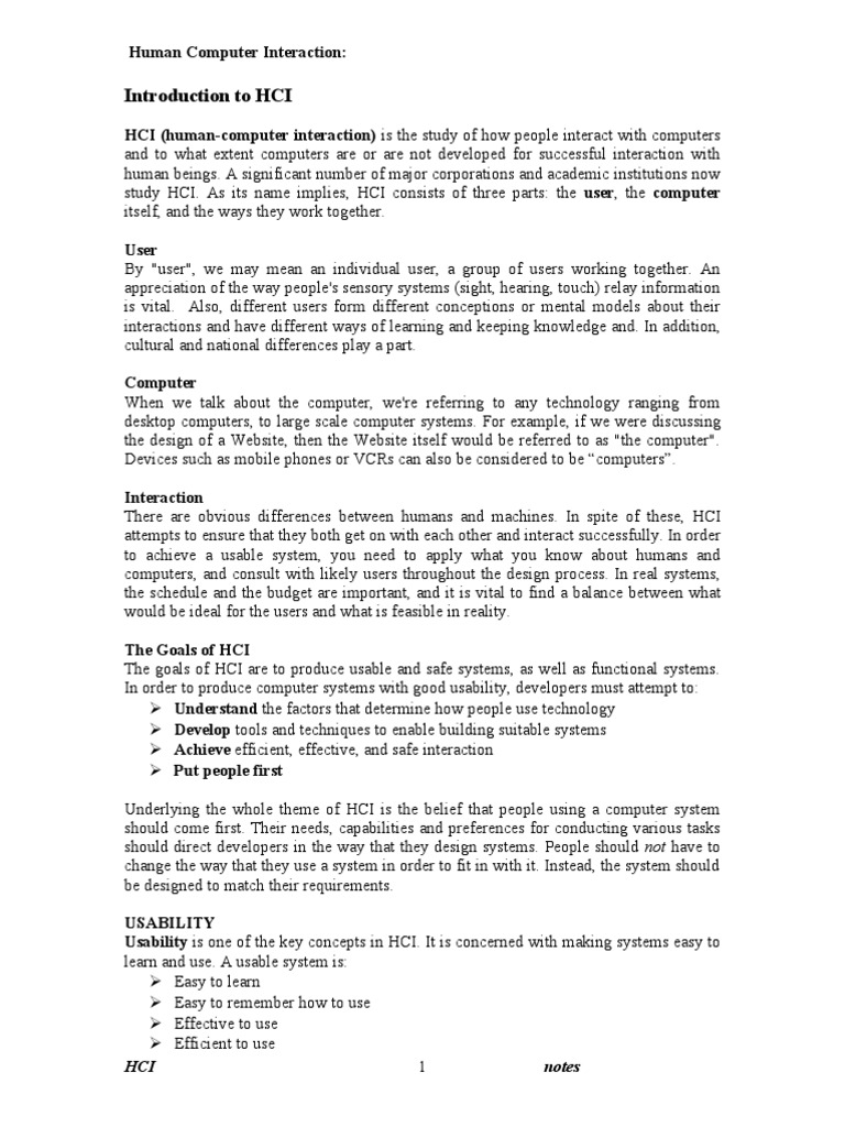 HCI Notes | PDF | Human–Computer Interaction | Perception