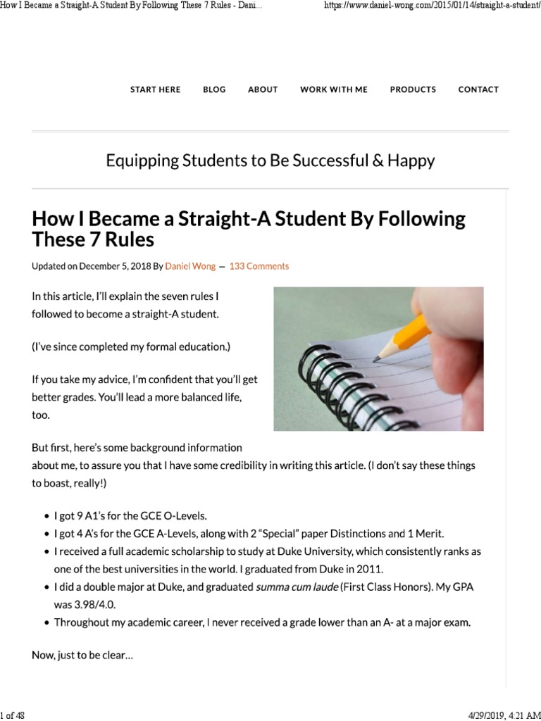 7 Rules to Become a Straight-A Student | PDF