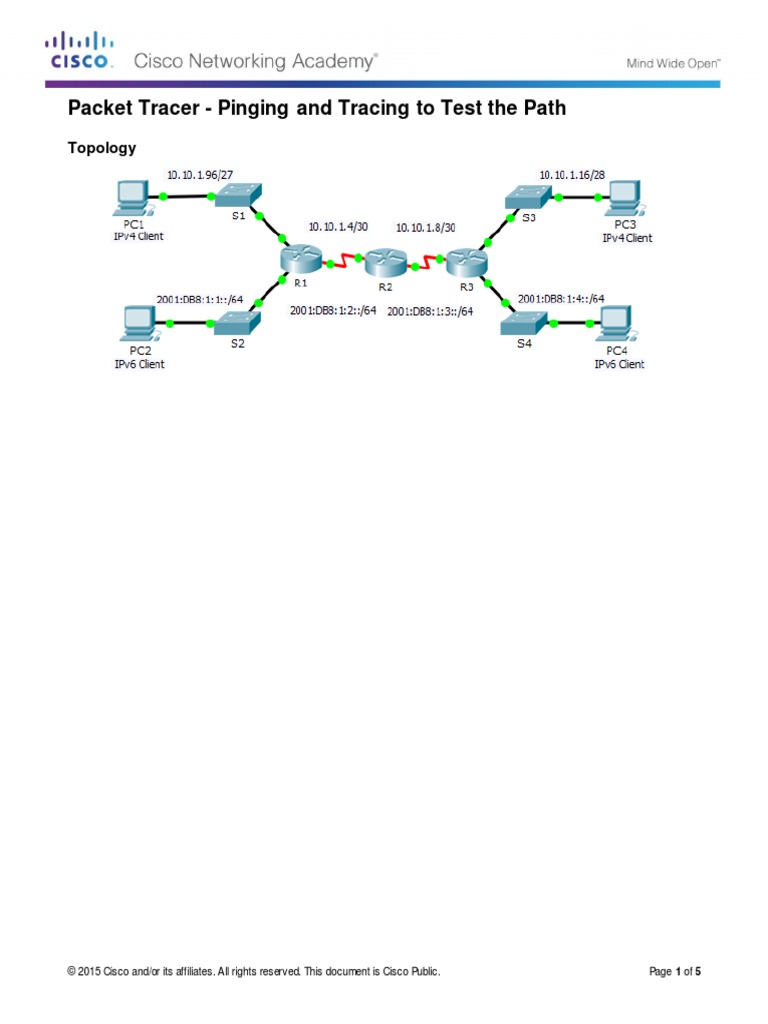 Packet Tracer - Pinging and Tracing To Test The Path: Topology | PDF ...