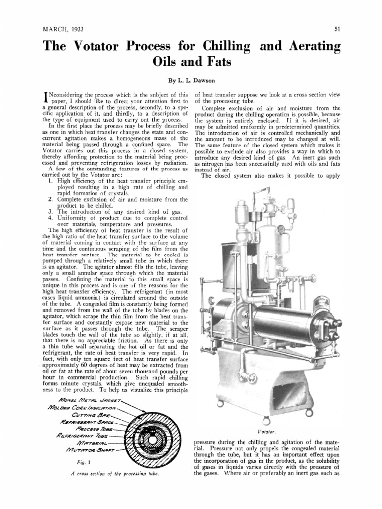 The Votator Process For Chilling and Aerating Oils and Fats | PDF ...