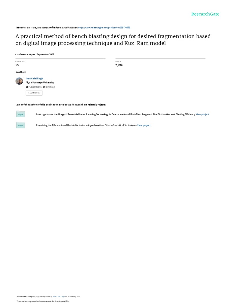 A Practical Method of Bench Blasting Design For Desired Fragmentation ...