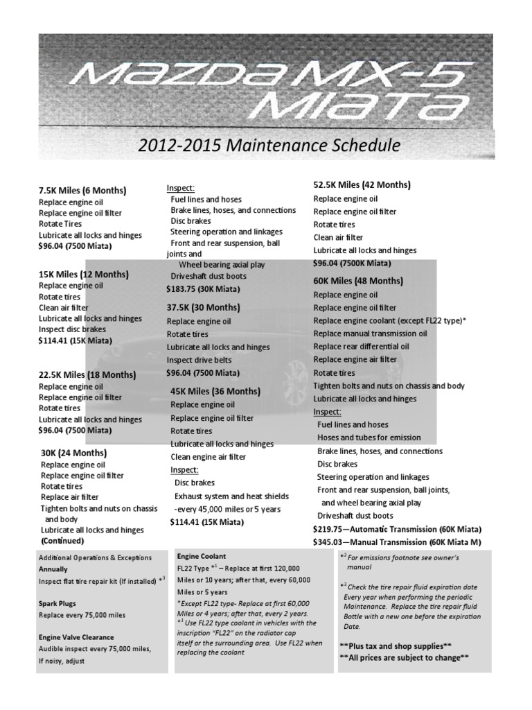 Mazda Maintenance Schedule | PDF | Truck | Steering