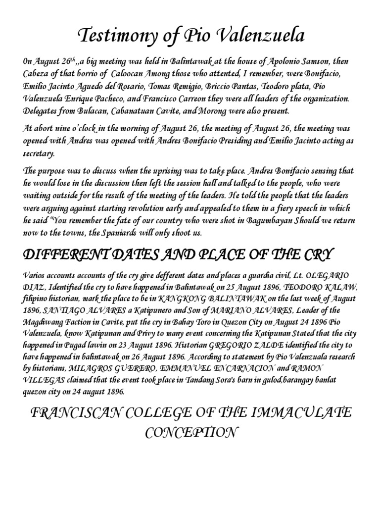 Testimony of Pio Valenzuela | Philippines | Metro Manila