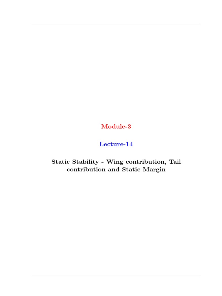 Static Stability - Wing Contribution, Tail Contribution and Static ...