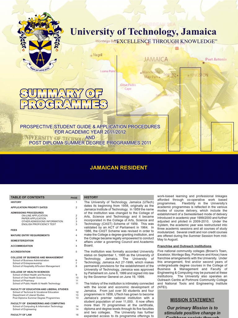 University of Technology, Jamaica: "Excellence Through Knowledge" | PDF ...