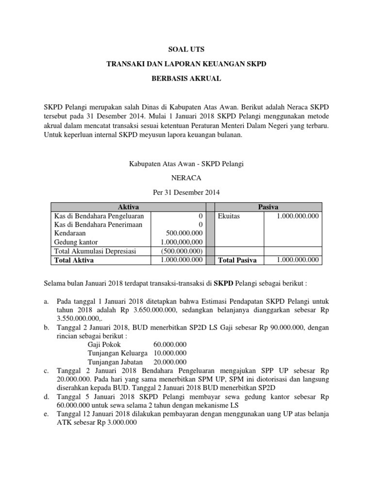 Contoh Soal Jurnal SKPD Akrual | PDF