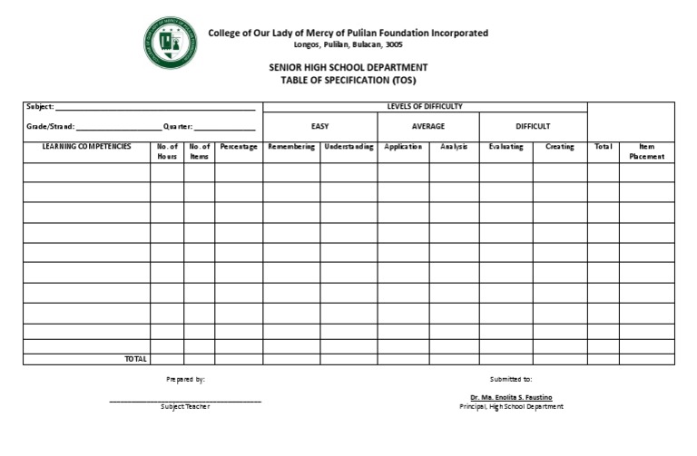 Tos Blank Template Long Bond Paper | PDF