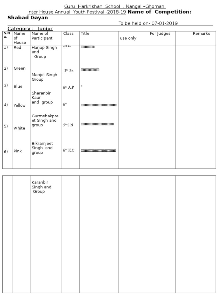 Inter House Competition | PDF | Art Materials | Color