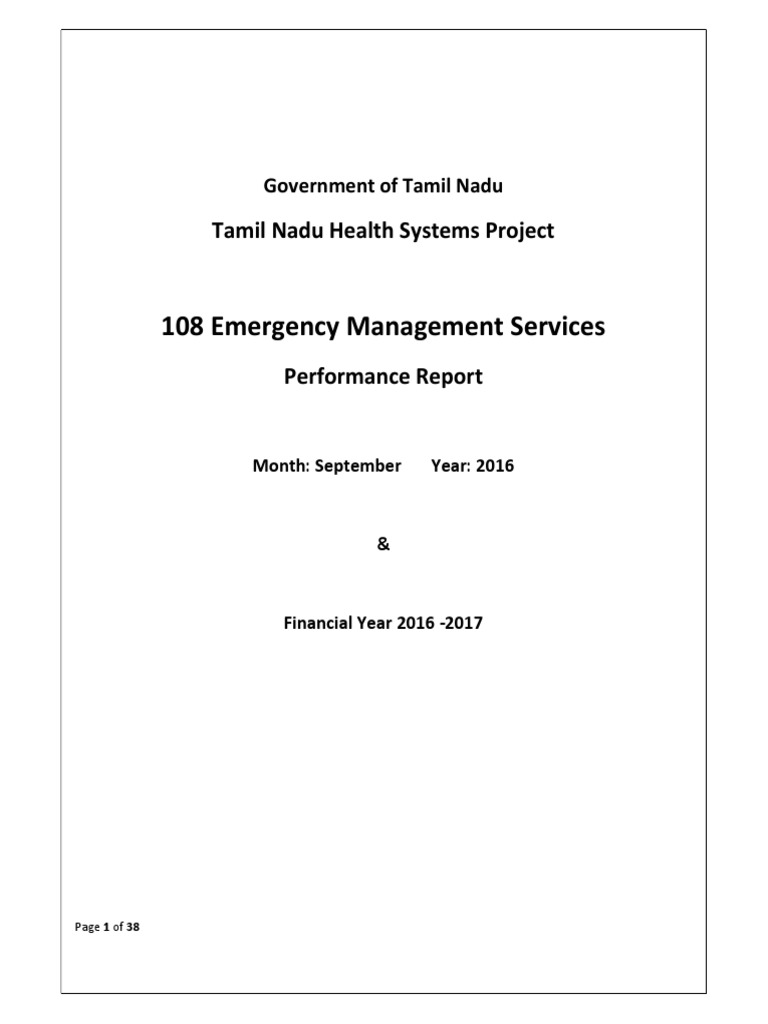108 Emergency Management Services: Tamil Nadu Health Systems Project ...