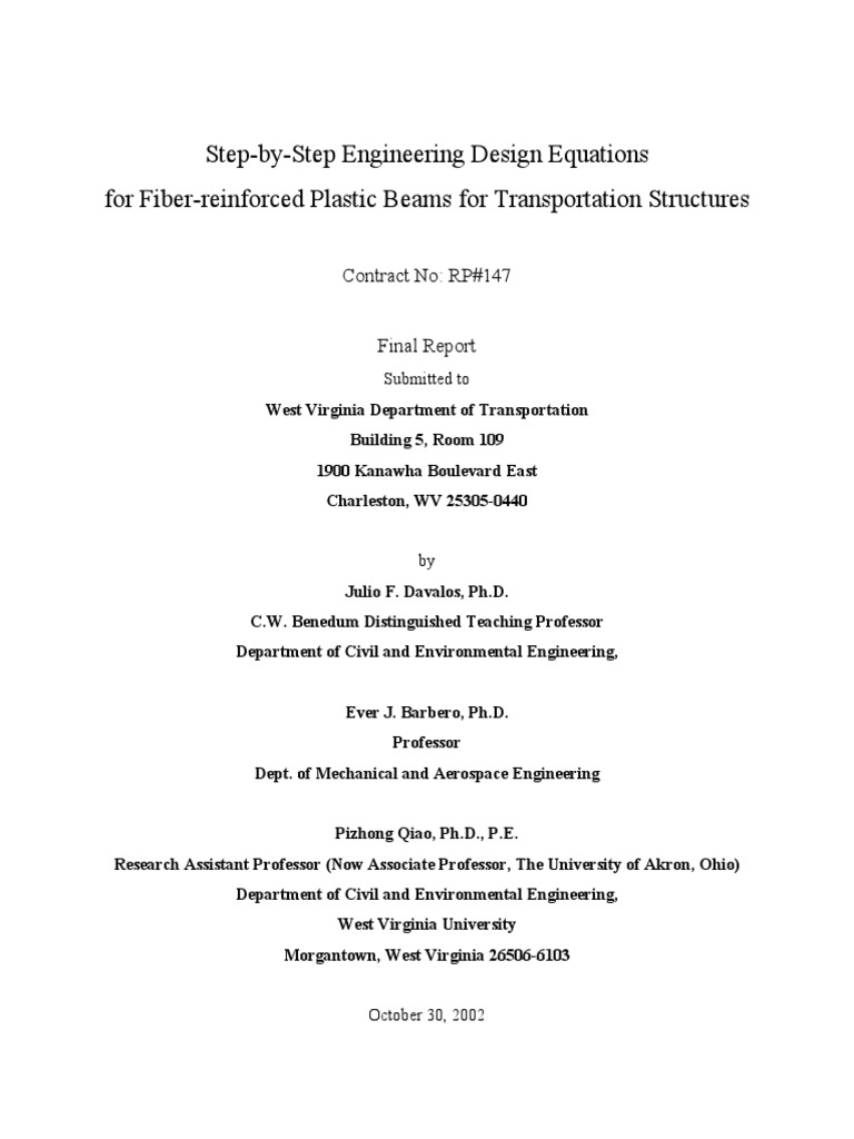 FRP Beam Design Guidelines for Engineers | PDF | Bending | Strength Of ...