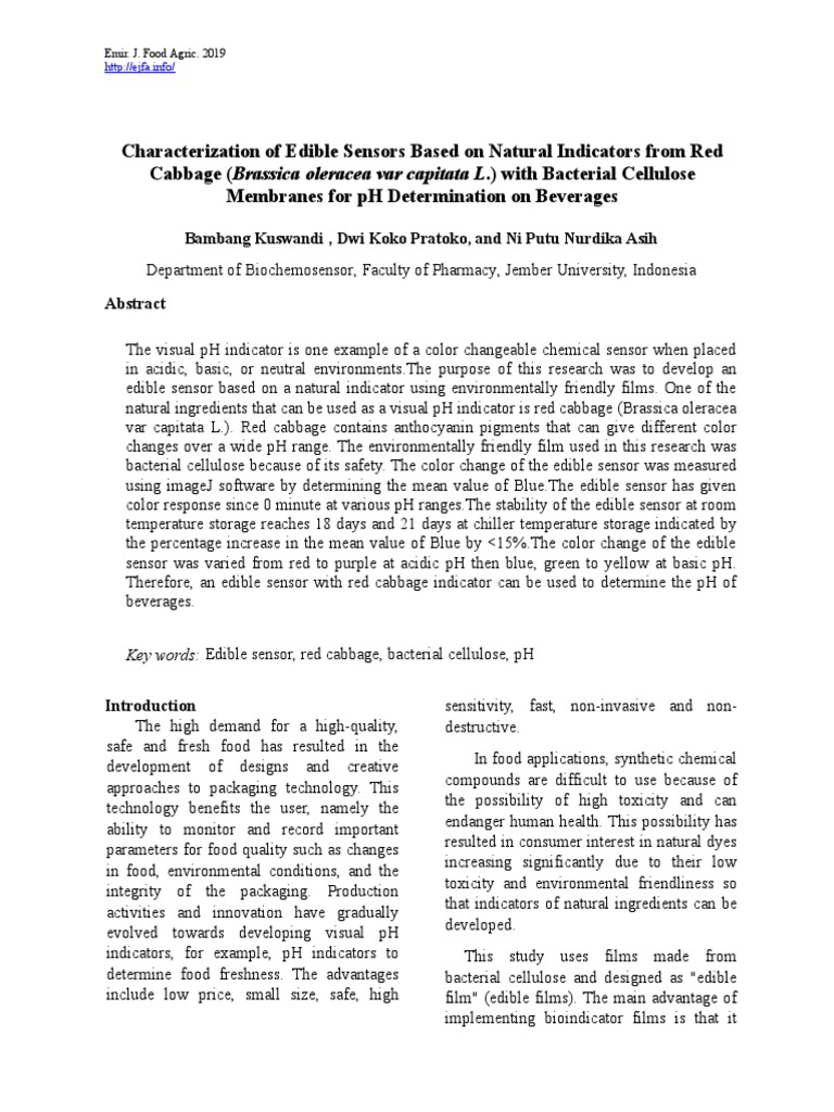 Characterization of Edible Sensors Based On Natural Indicators From Red ...