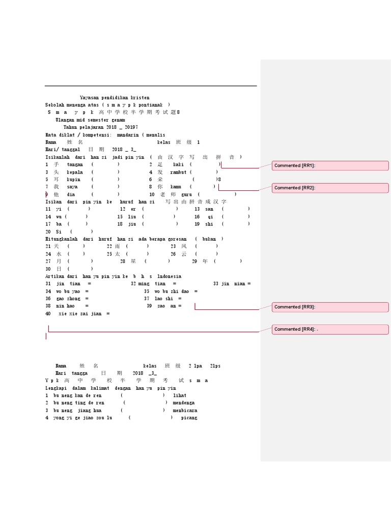 Soal Latihan Bahasa Mandarin Pdf