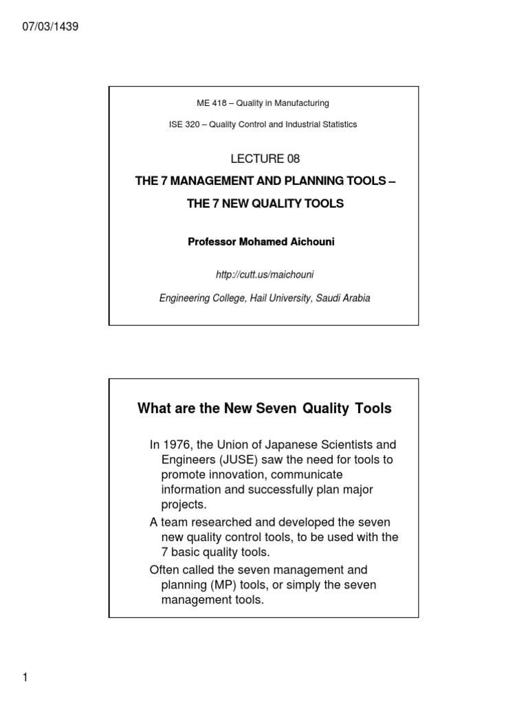 Chapter08-The New SevenTools For Management and Planning | PDF ...