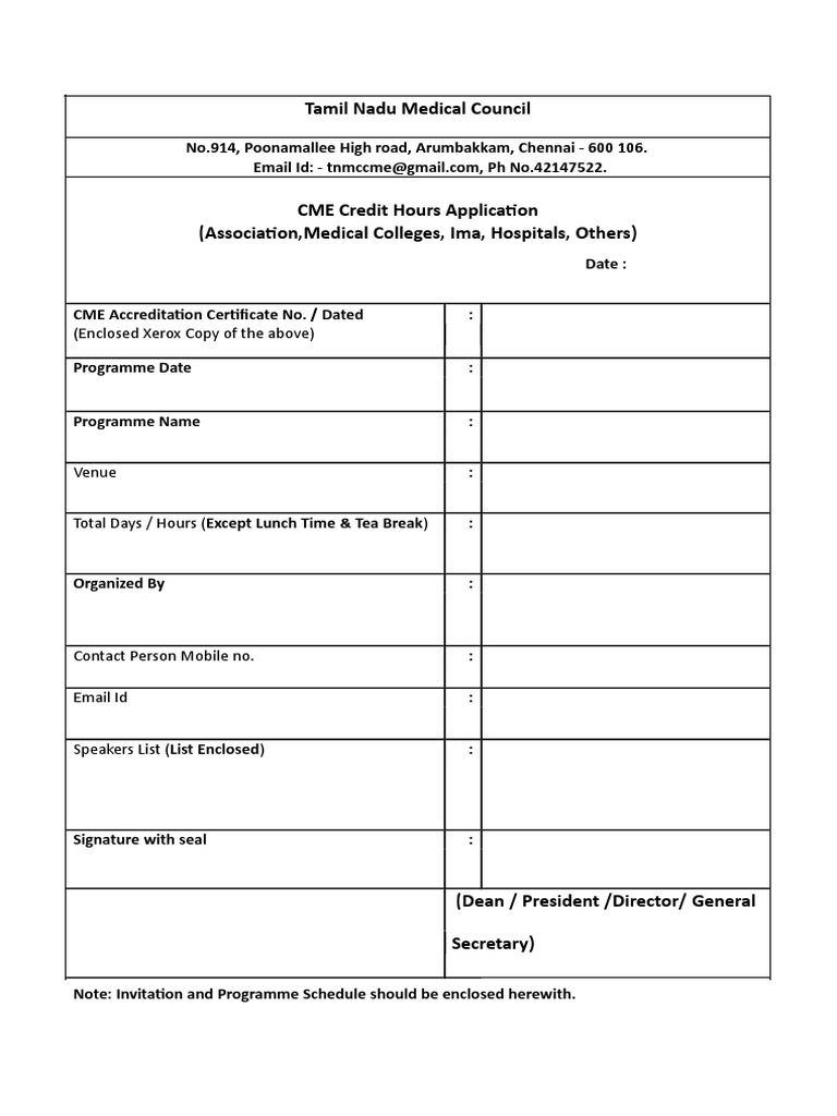 TNMC CME Credit Hours Application Guide | PDF