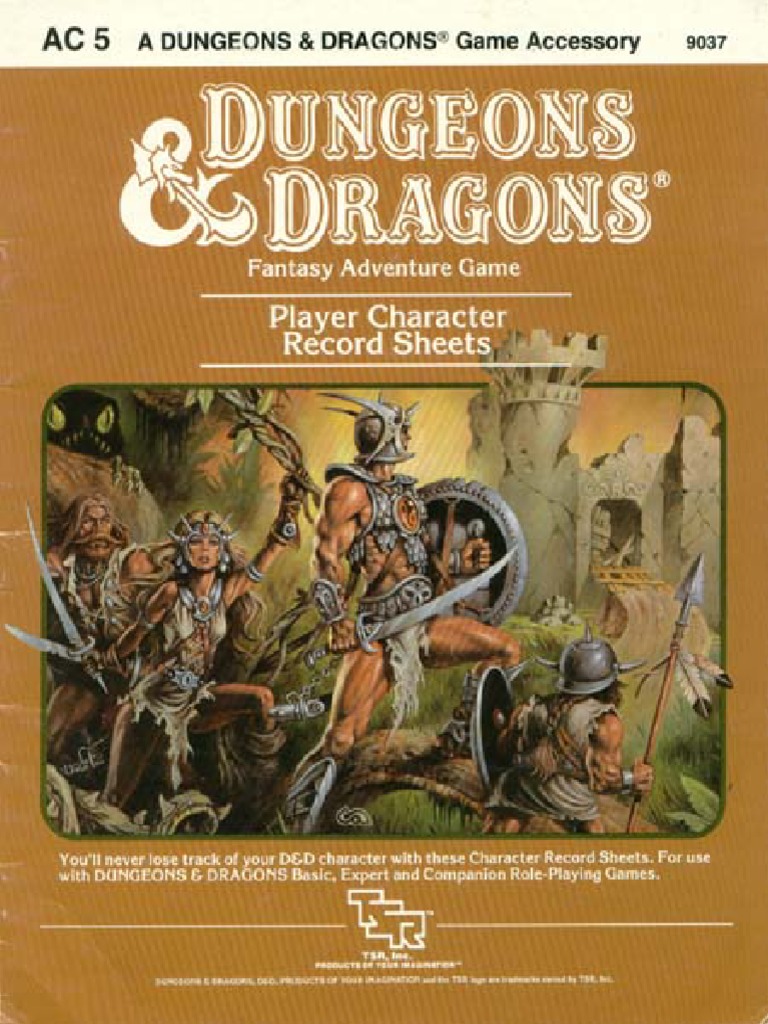 TSR 9037C AC5 Player Character Record Sheets PDF | PDF