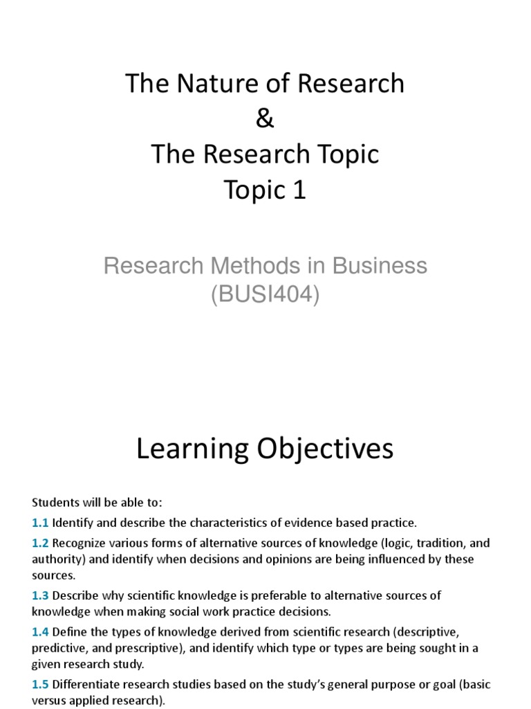 Topic 1 - The Nature of Research | PDF | Scientific Method ...