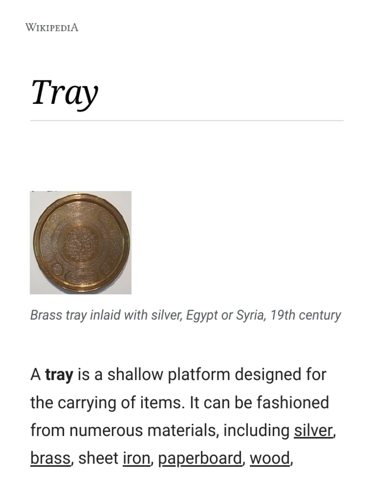 Tray - Wikipedia | PDF | Food And Drink | Foods