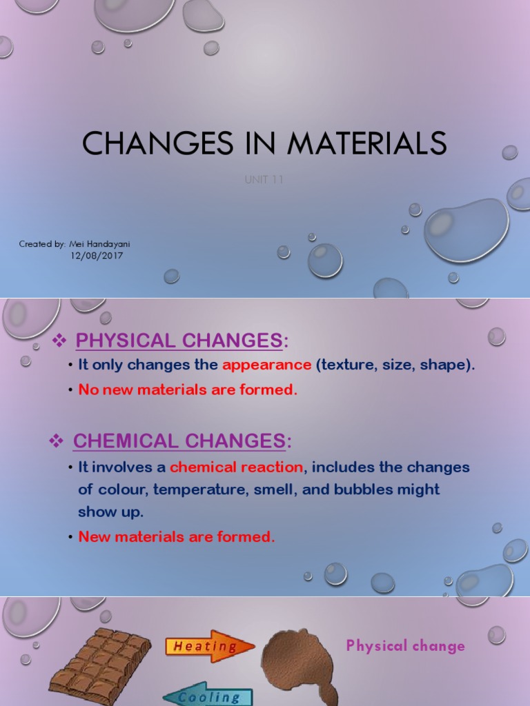 Changes in Materials: Unit 11 | PDF | Physical Sciences | Chemistry