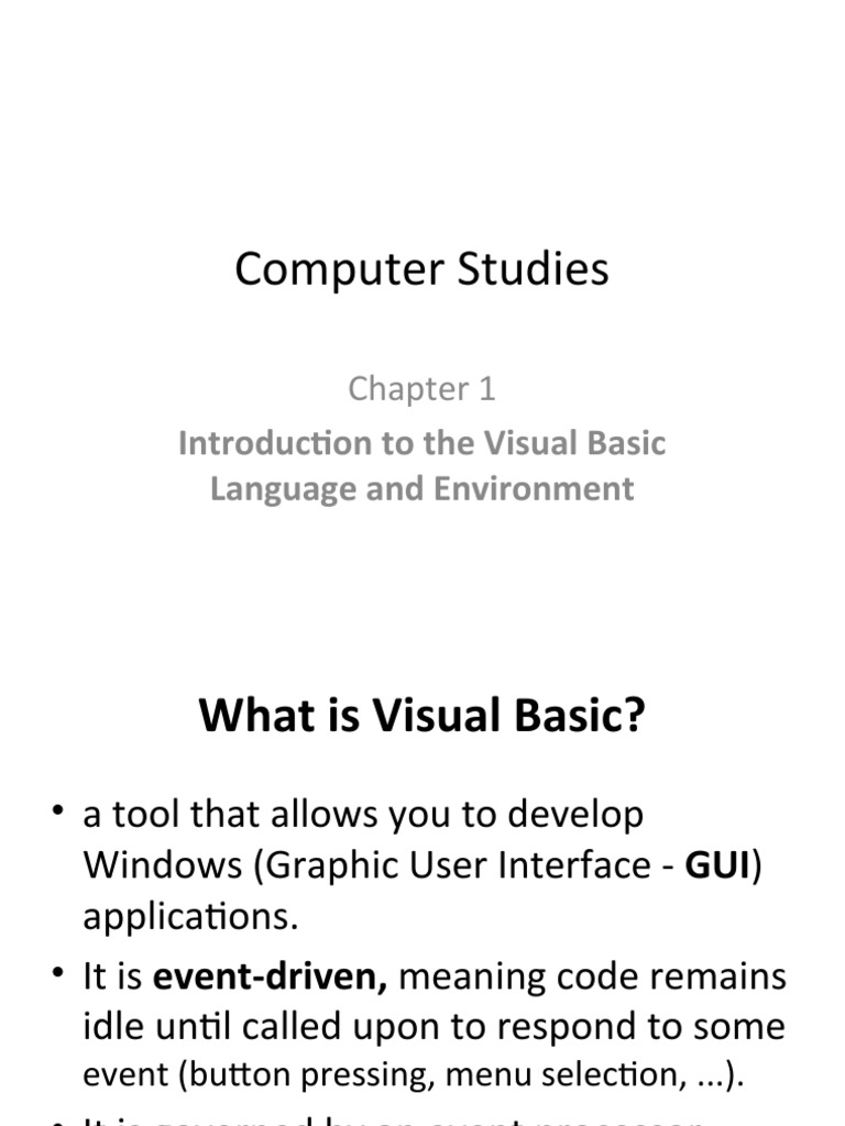 Computer Programming Visual Basic Pdf Basic Graphical User Interfaces
