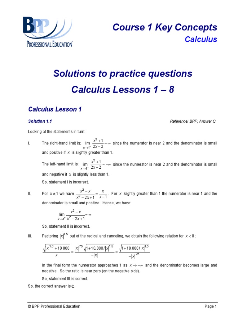 Calc Solutions Lessons 1 8 Pdf Pdf Series Mathematics Slope