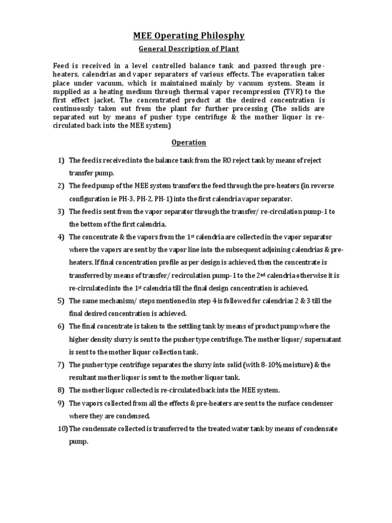 MEE Operating Philosophy | PDF
