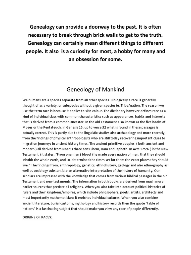 Genealogy of Man | PDF | Human Skin Color | Race (Human Categorization)