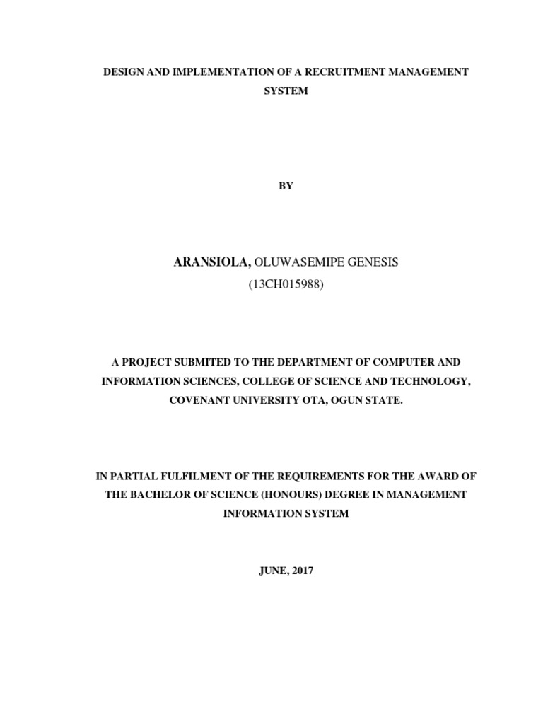 Design and Implementation of a Recruitment Management System called ...