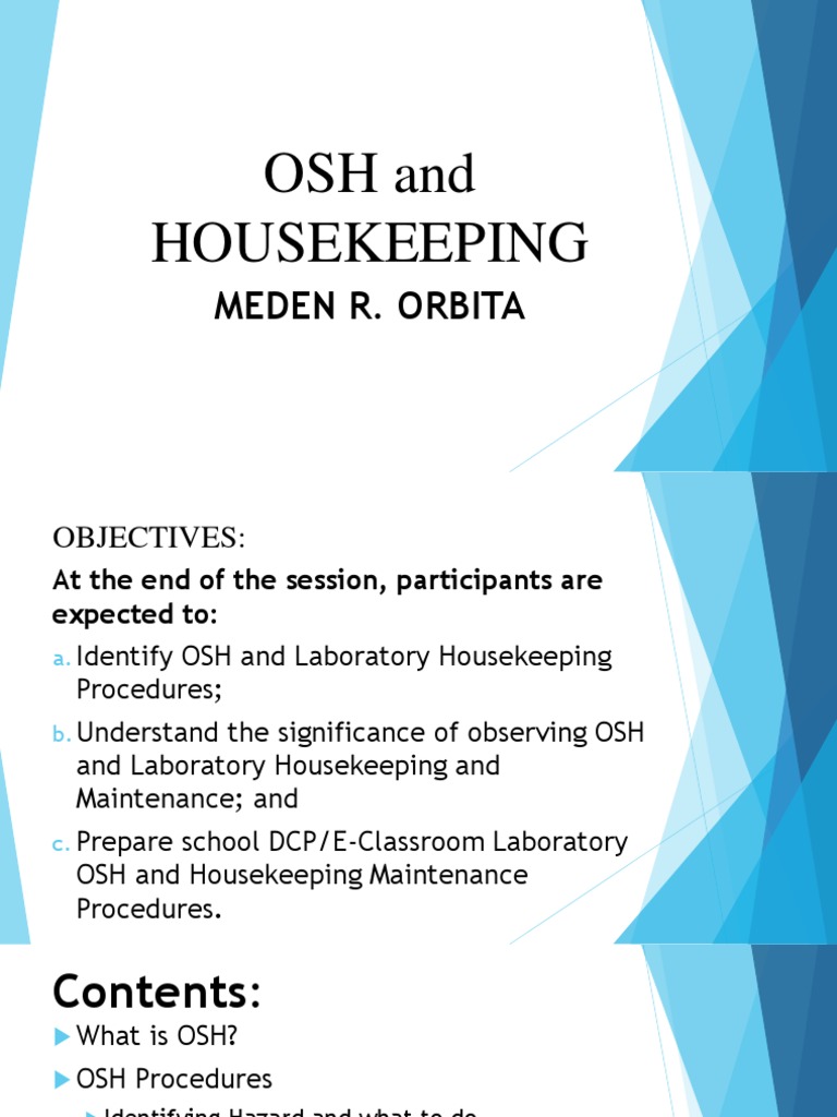 OSH and Laboratory Housekeeping Procedures | PDF | Occupational Safety ...
