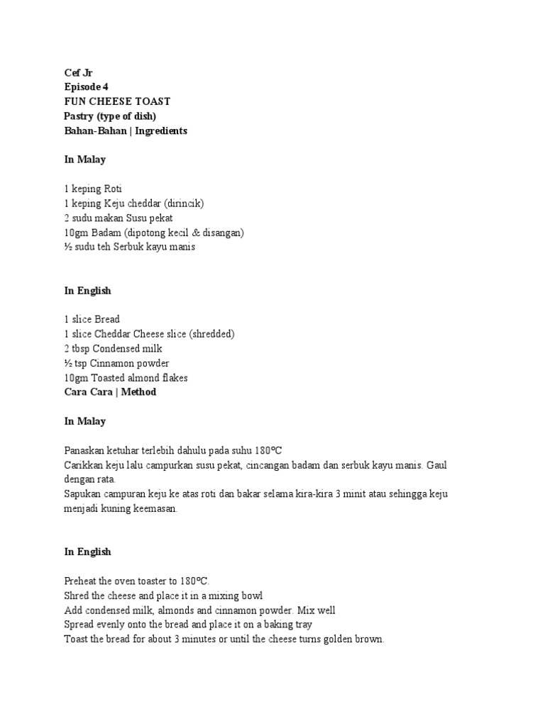 Fun Cheese Toast. | PDF