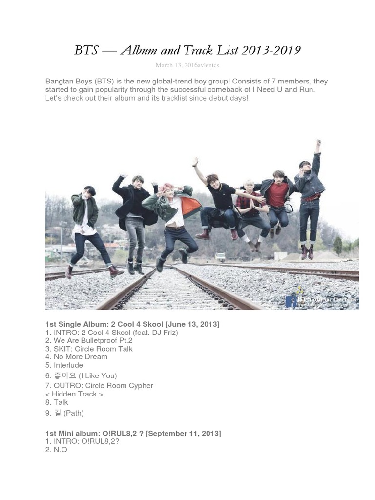 BTS Songs List | PDF | Popular Music | Albums