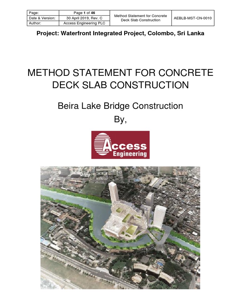 Method Statement For Concrete Deck Slab Construction: Beira Lake Bridge Construction By | PDF ...