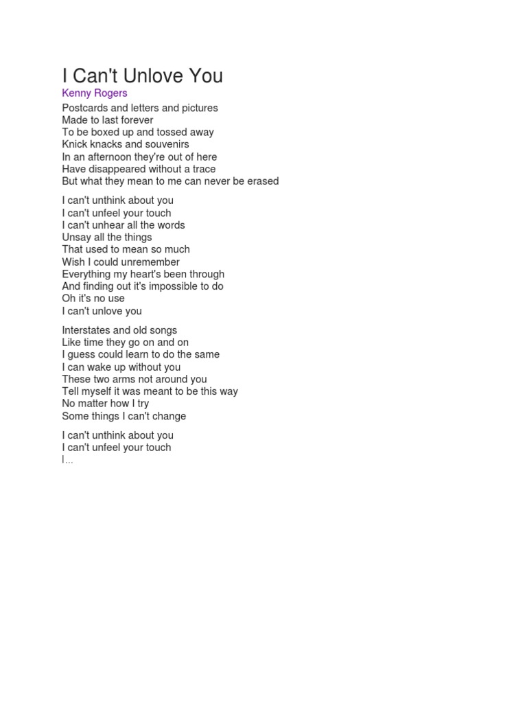 I Cant Unlove You | PDF