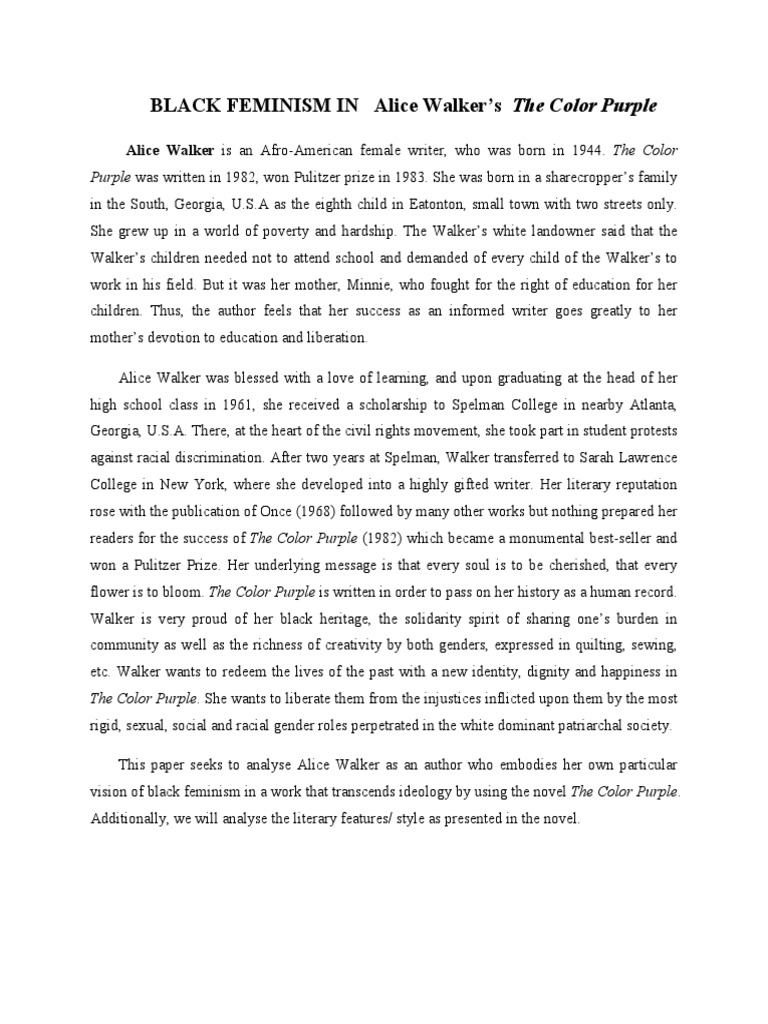 The Color Purple Alice Walker | PDF | Black Feminism | Feminism