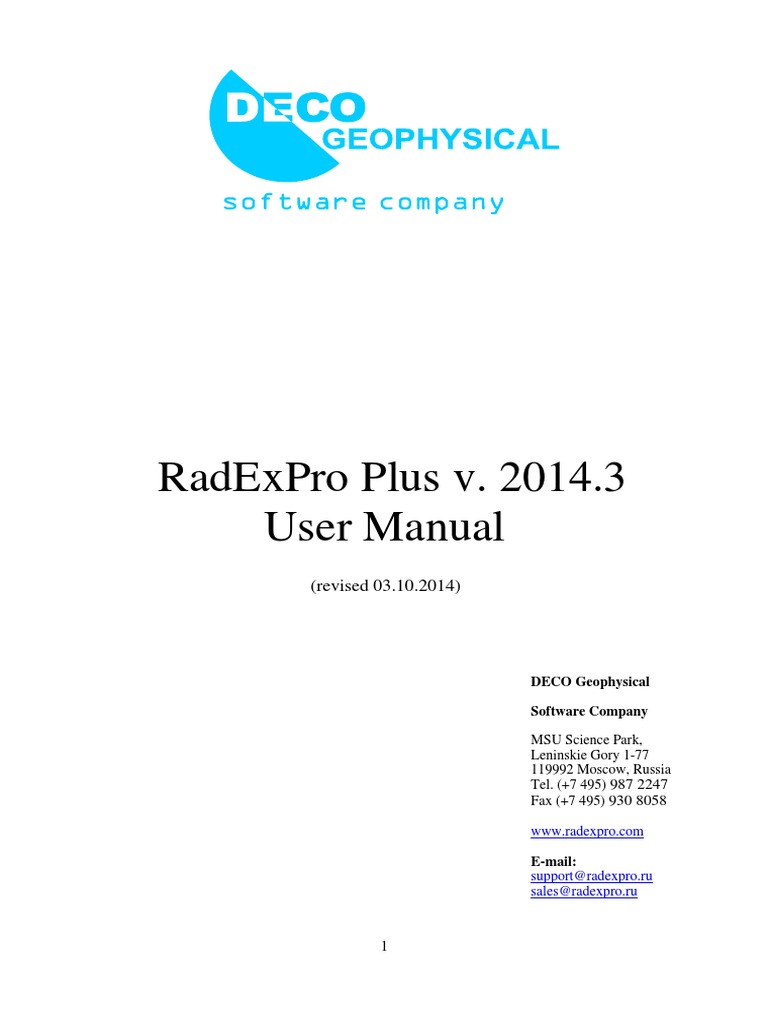 RadExPro Plus 2014.3 User Manual | PDF | Button (Computing) | Databases