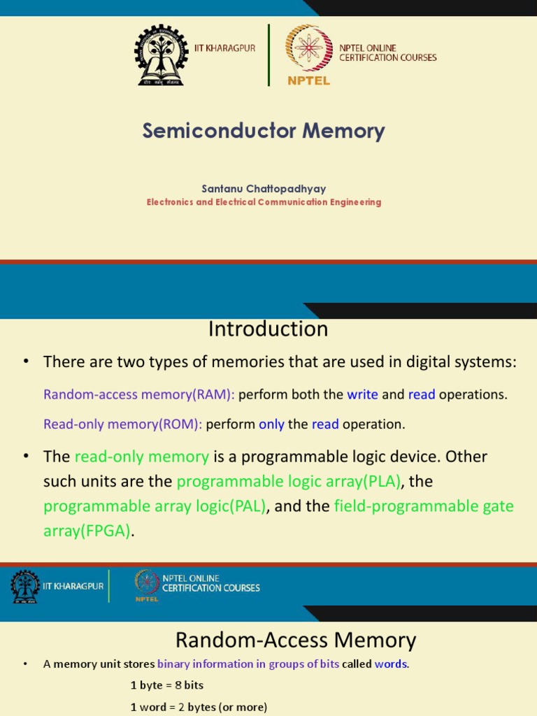 Semiconductor Memory: Santanu Chattopadhyay | PDF | Field Programmable Gate Array | Random ...