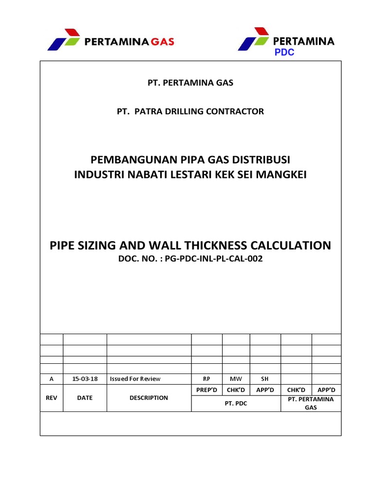 PG-PDC-InL-PL-CAL-002 Pipe Sizing and Wall Thickness Calculation Rev a ...