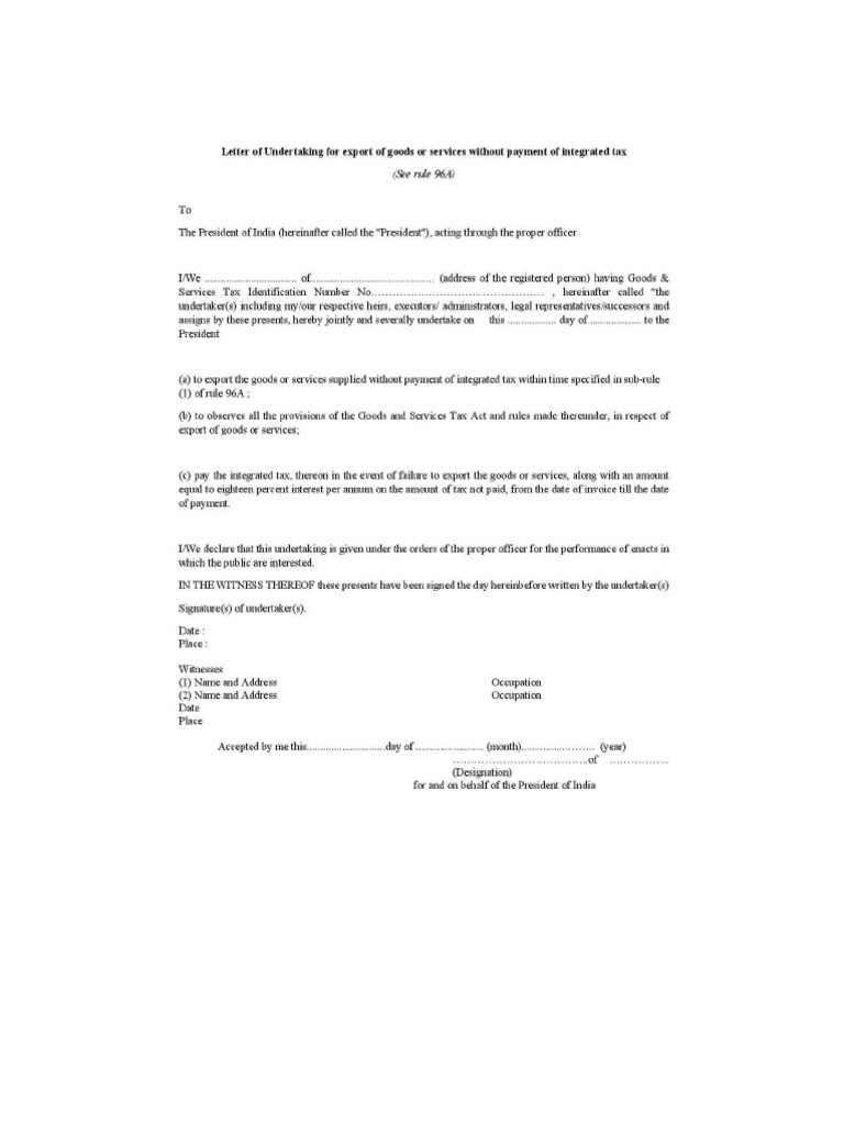 Letter of Undertaking Format FED EX | PDF