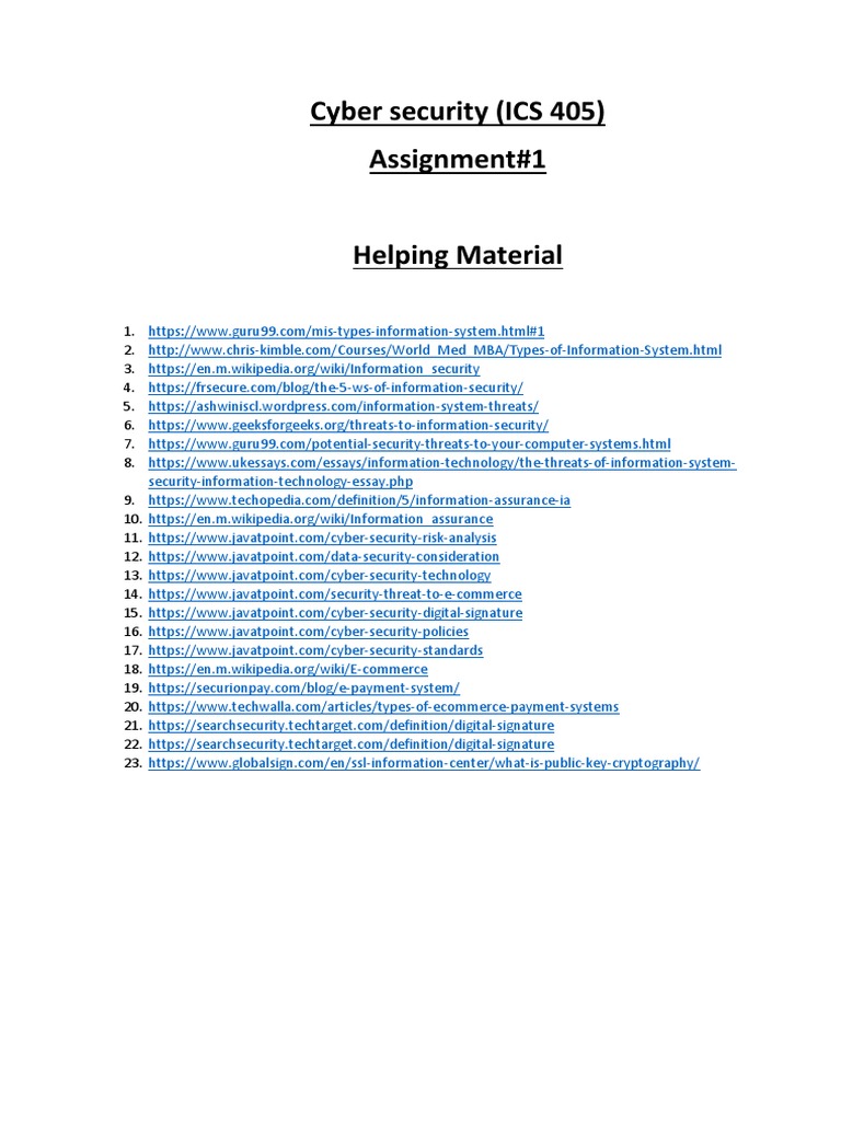 Cyber Security Assignment Resources | PDF