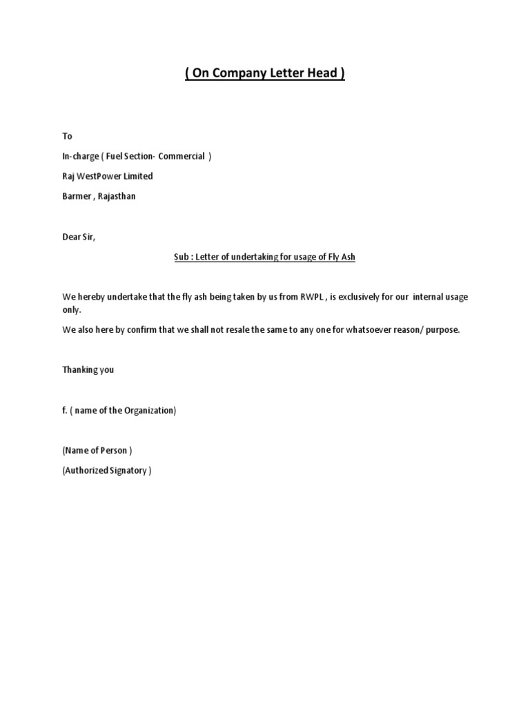 Undertaking Letter | PDF