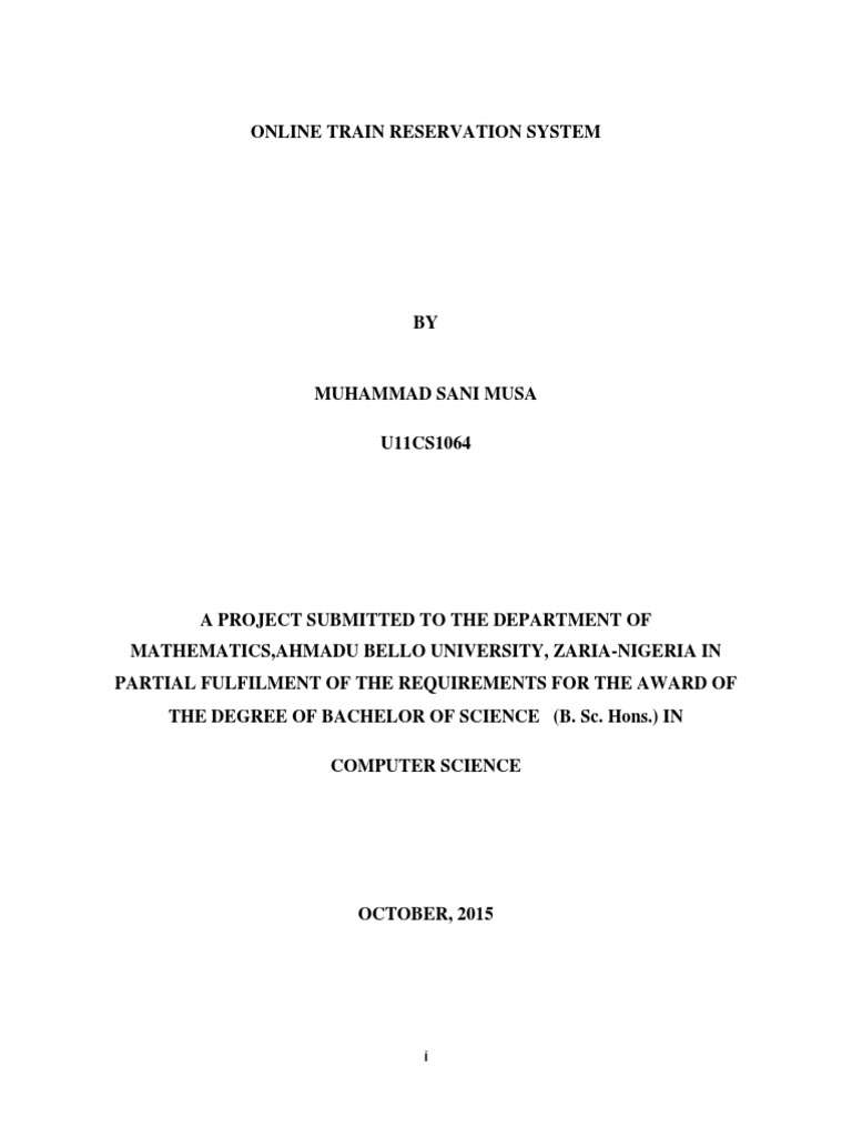 Online Train Reservation System | PDF | Databases | Information System