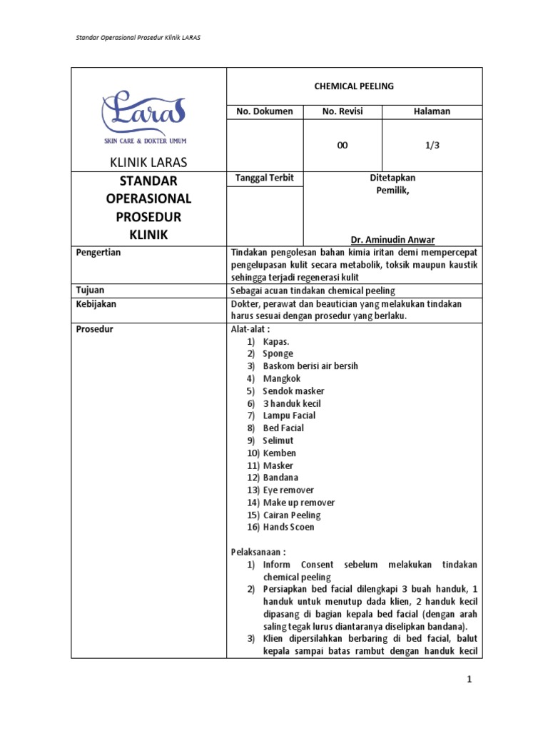 SOP Chemical Peeling | PDF