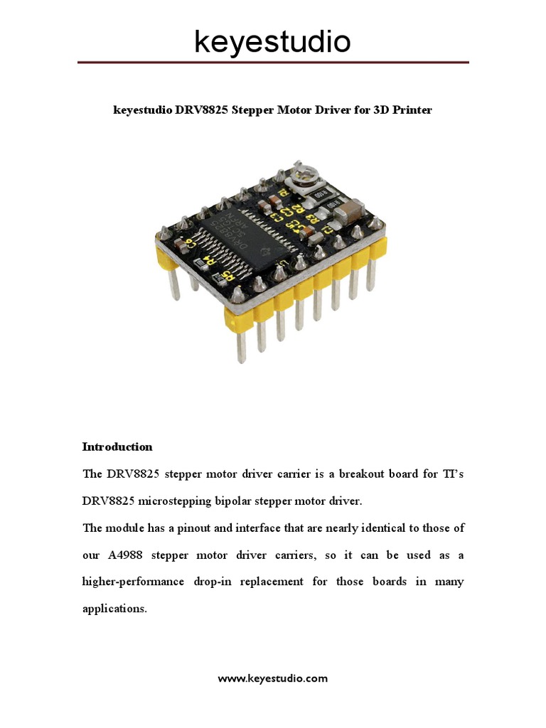 KS0141 Keyestudio DRV8825 Stepper Motor Driver For 3D Printer | PDF