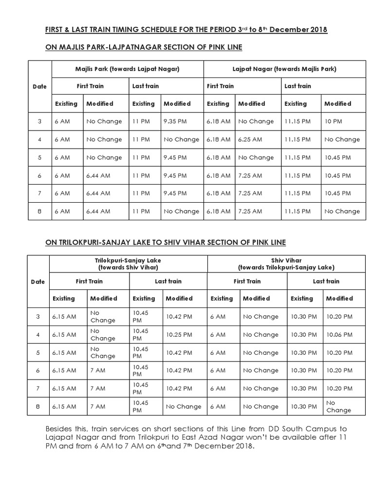 Pink Line Train Schedule Updates | PDF | Rapid Transit | Rail Transport