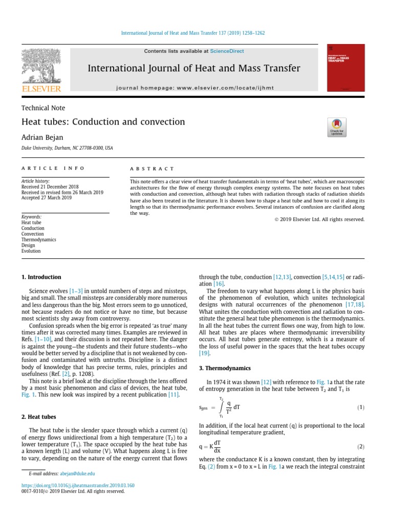 Heat Tubes Conduction and Convection PDF | PDF | Heat | Heat Transfer