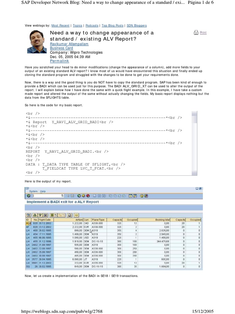 Badi para Modificar ALV | PDF | Blog | Parameter (Computer Programming)