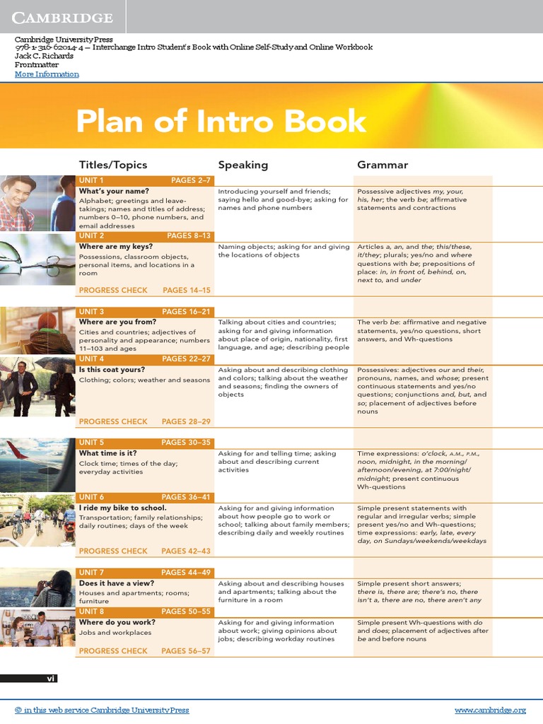 Interchange Intro Level Scope and Sequence | PDF | English Grammar | Question
