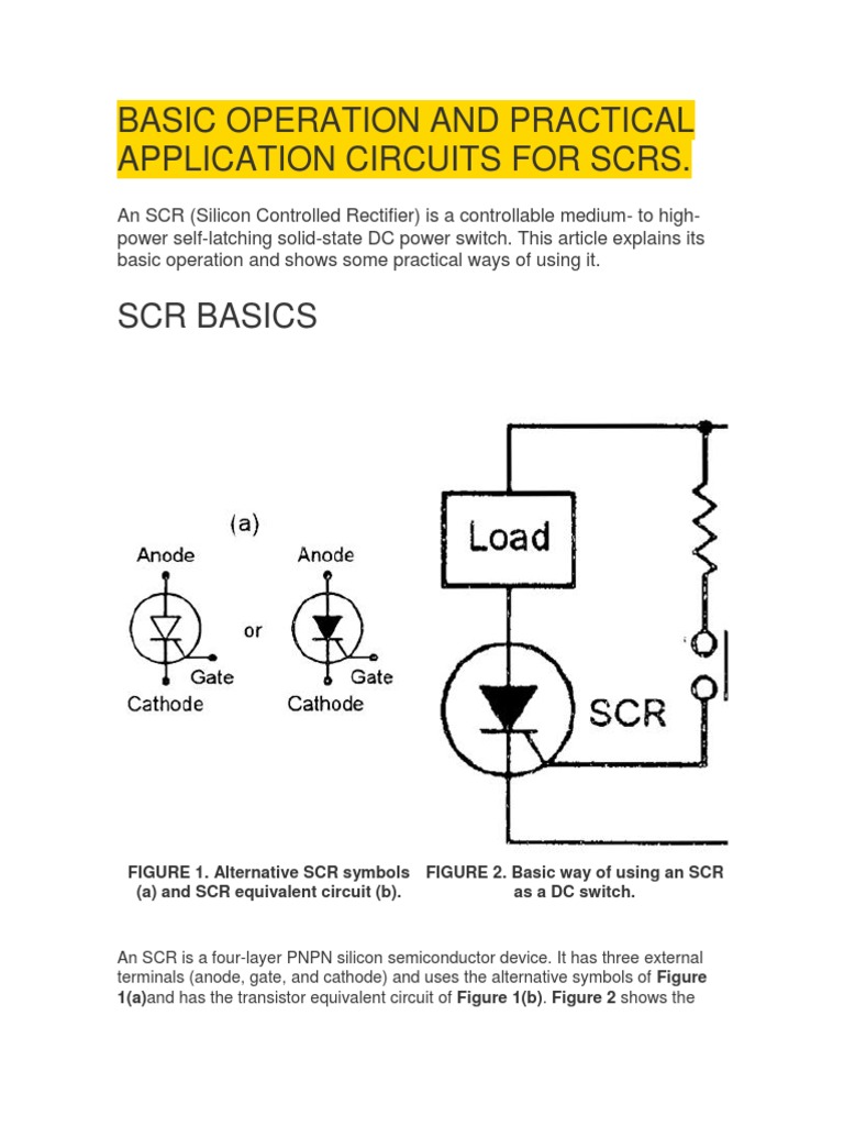 Basic Operation and Practical Application Circuits For Scrs | PDF ...