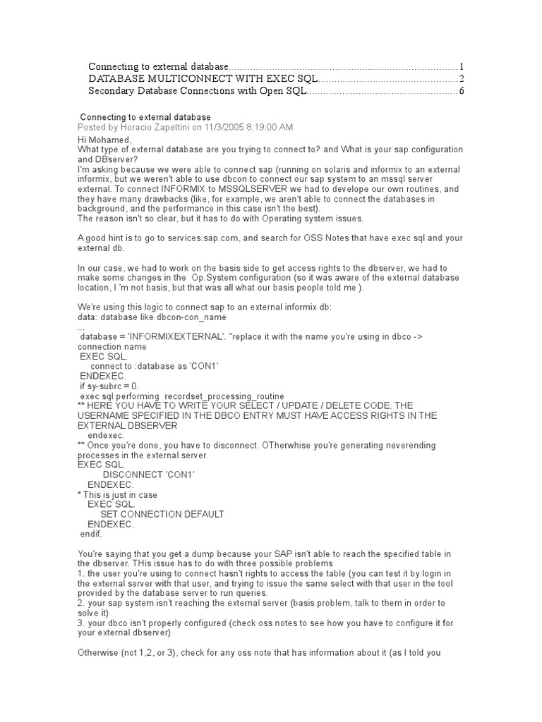 Connecting Sap Systems To External Databases Configuration Steps For Database Multiconnect Via